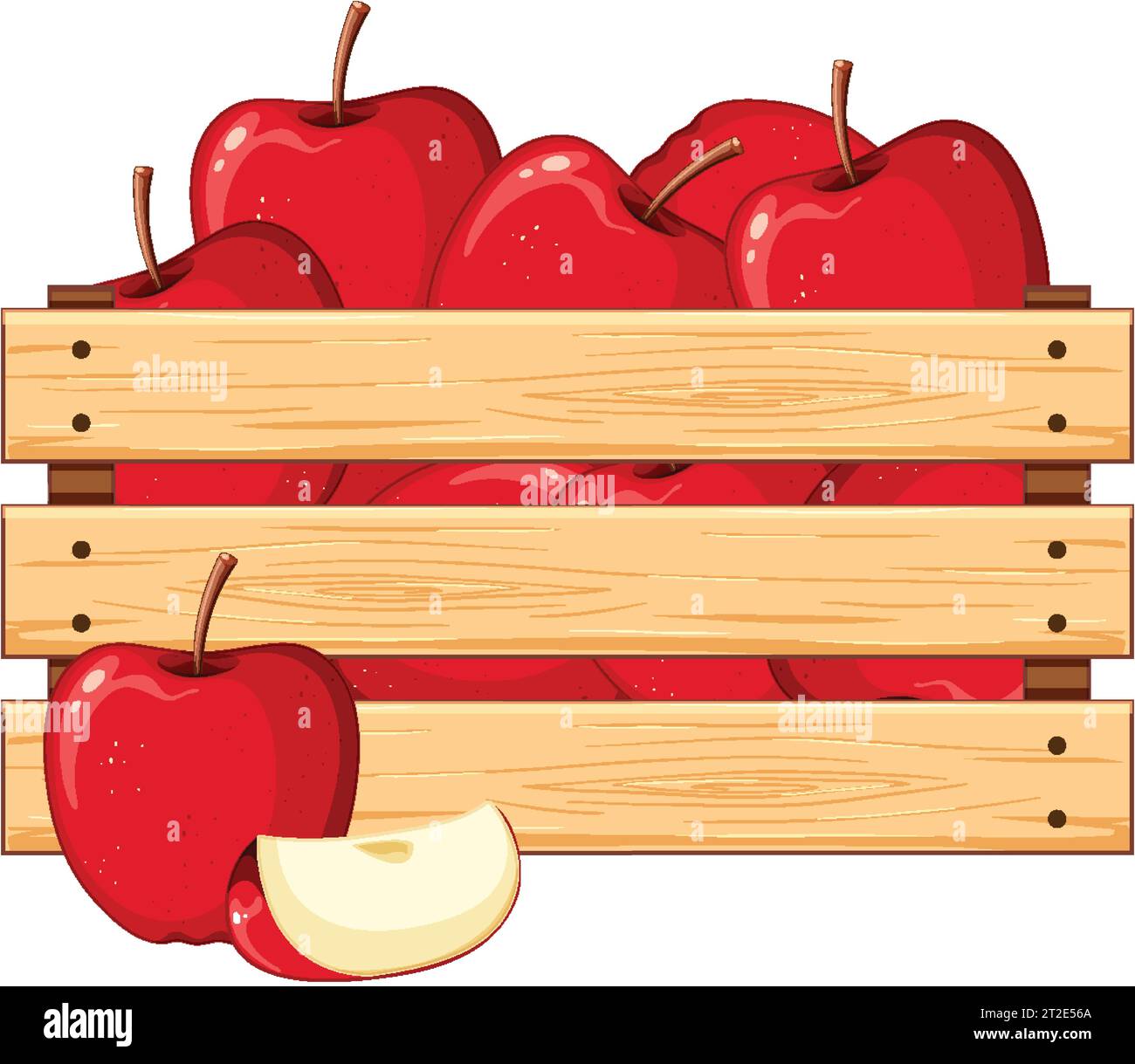 A vector cartoon illustration of a wooden crate filled with red apples, isolated Stock Vector ...