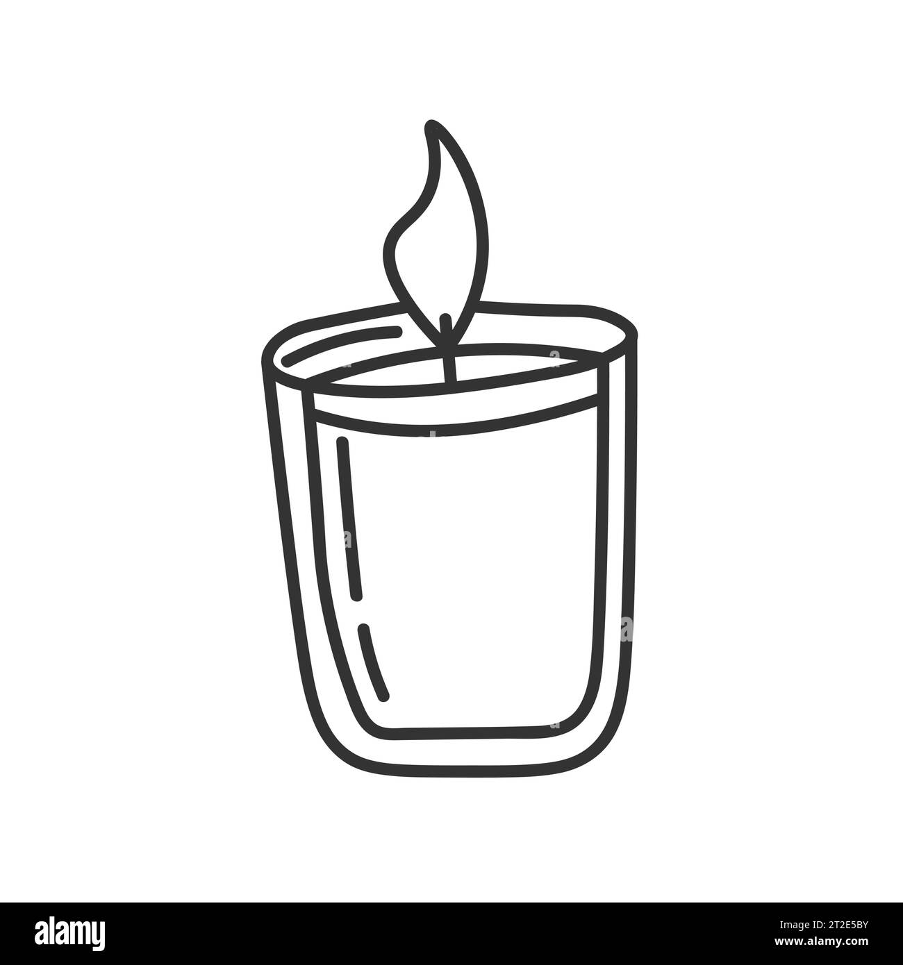 Hand drawn candle. Doodle candle. Burning aroma candle in glass jars ...