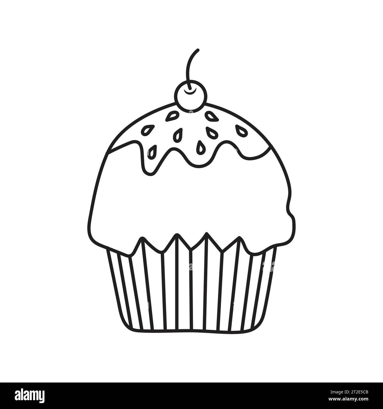 Cupcake in hand drawn doodle style. Yummy desert design. Vector ...
