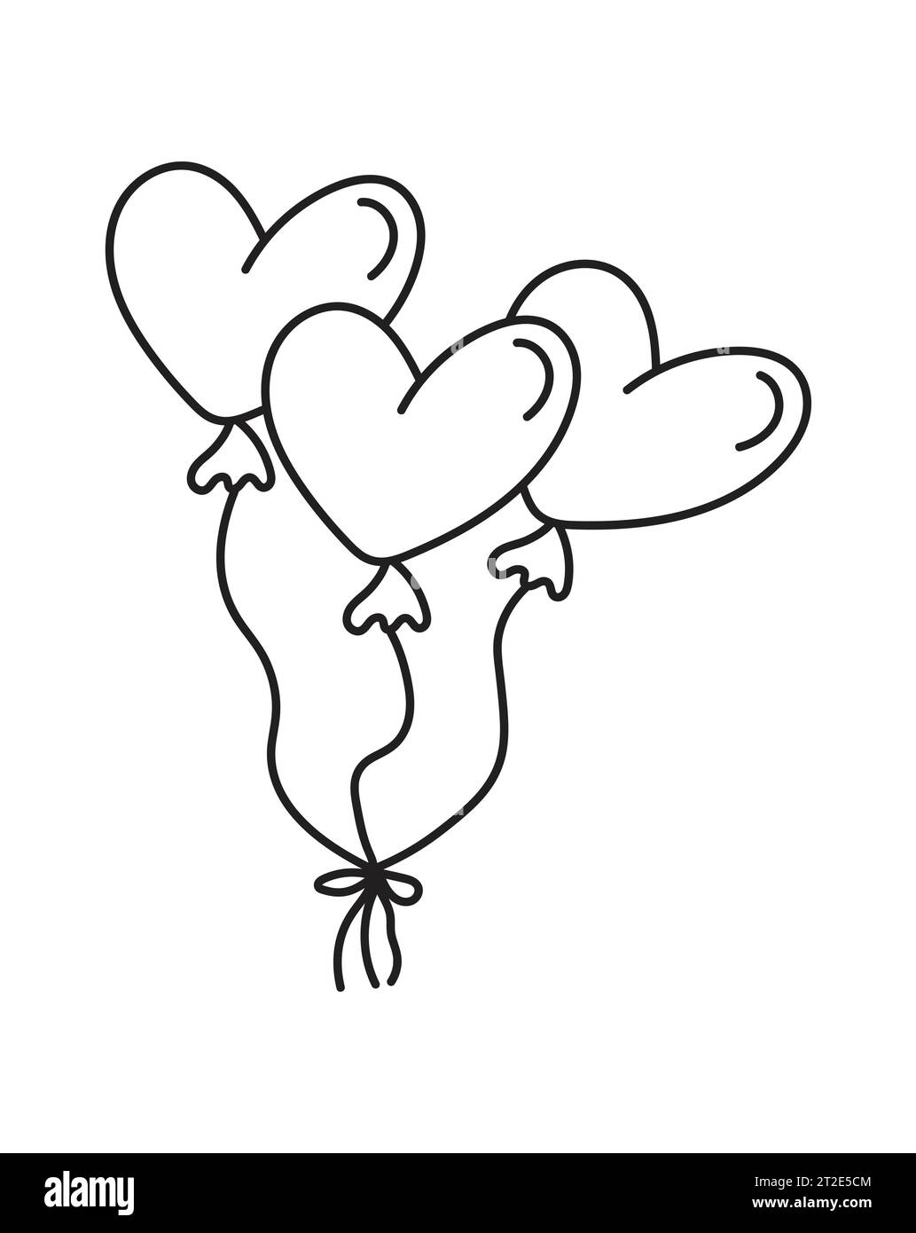 Cute heart shaped balloons. Hand-drawn illustration in doodle style ...