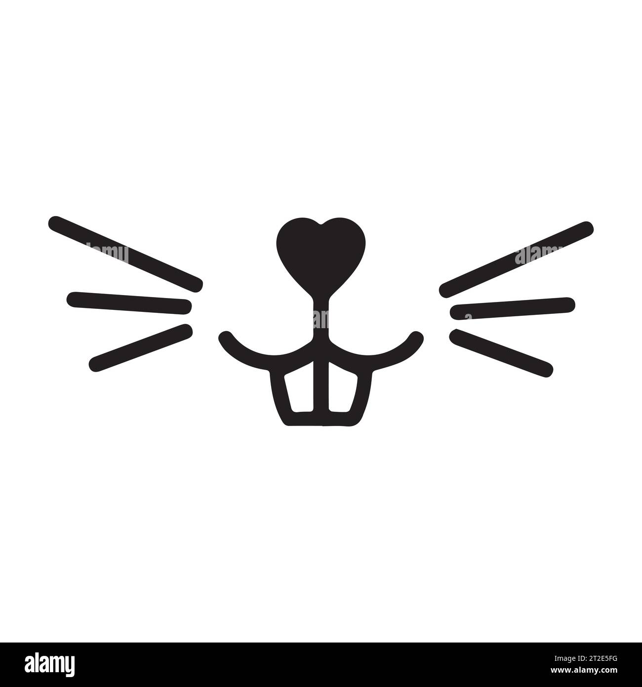 Cute rabbit nose minimalist black on white vector illustration. Cute ...