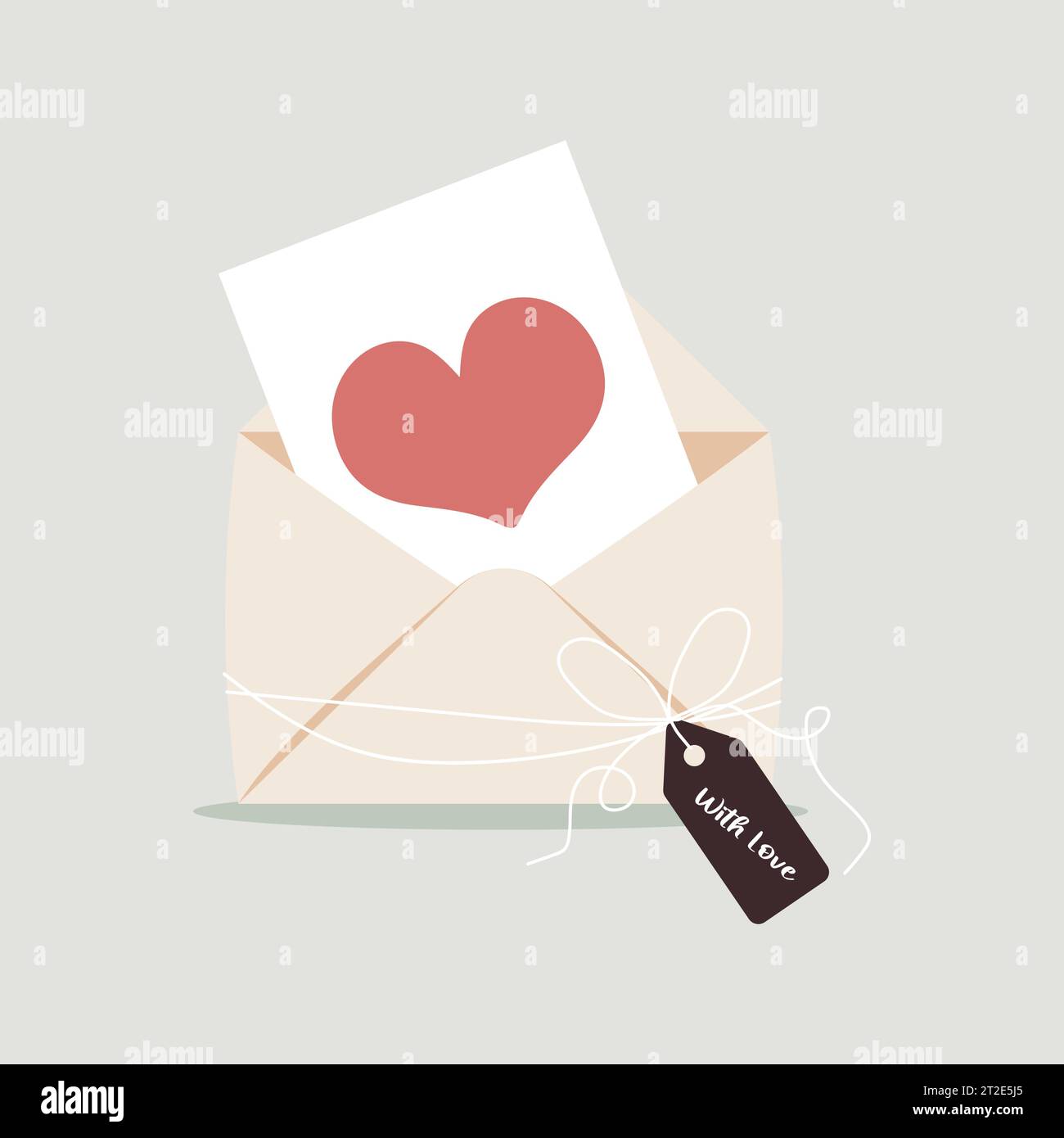 Envelope with heart. Love mail, Valentine s day greeting. Cute vector ...