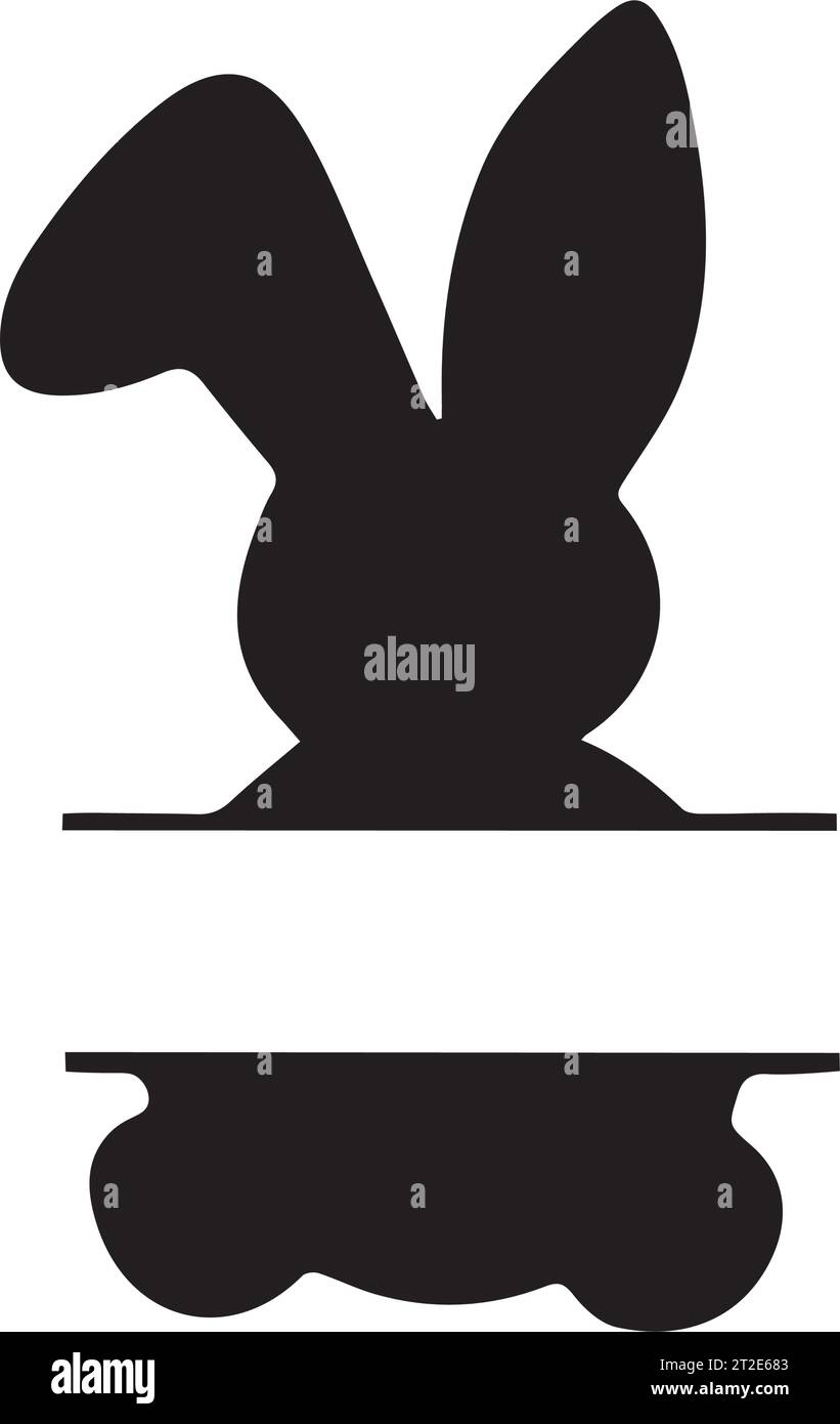 Easter bunny name frame. Split monogram design. Isolated white ...