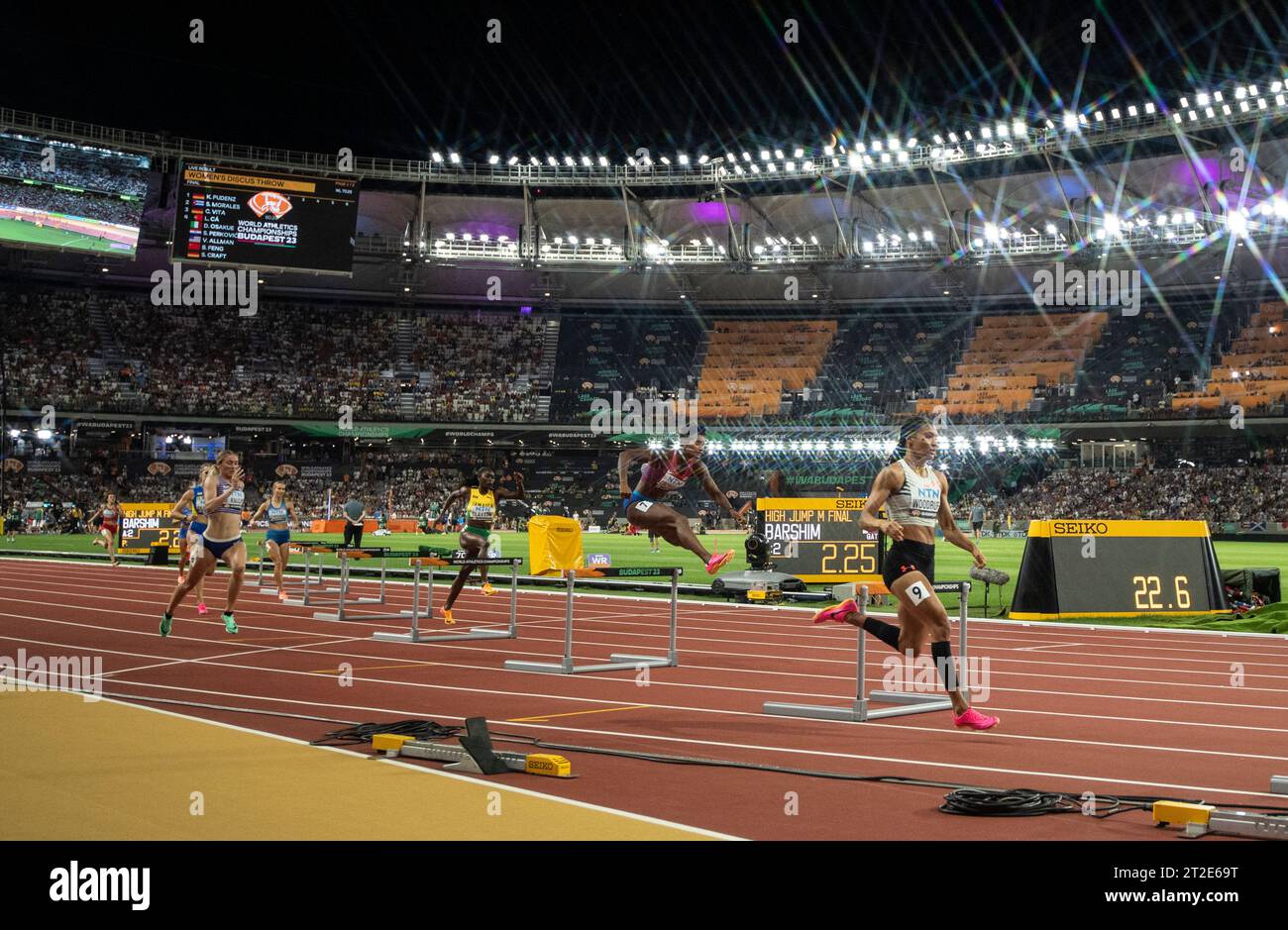 Anna Cockrell of the USA competing in the women’s 400m hurdle heat’s at ...