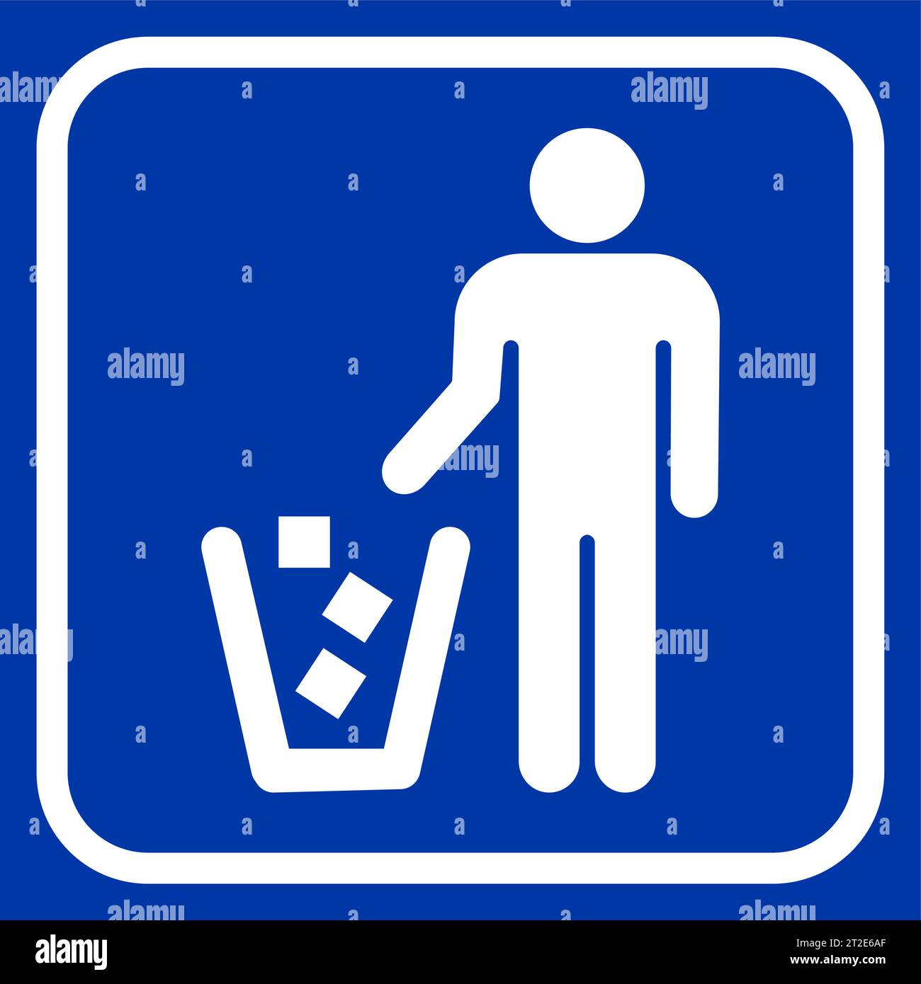Garbage symbol. Do not litter sign. Trash icon. Logo on blue background ...