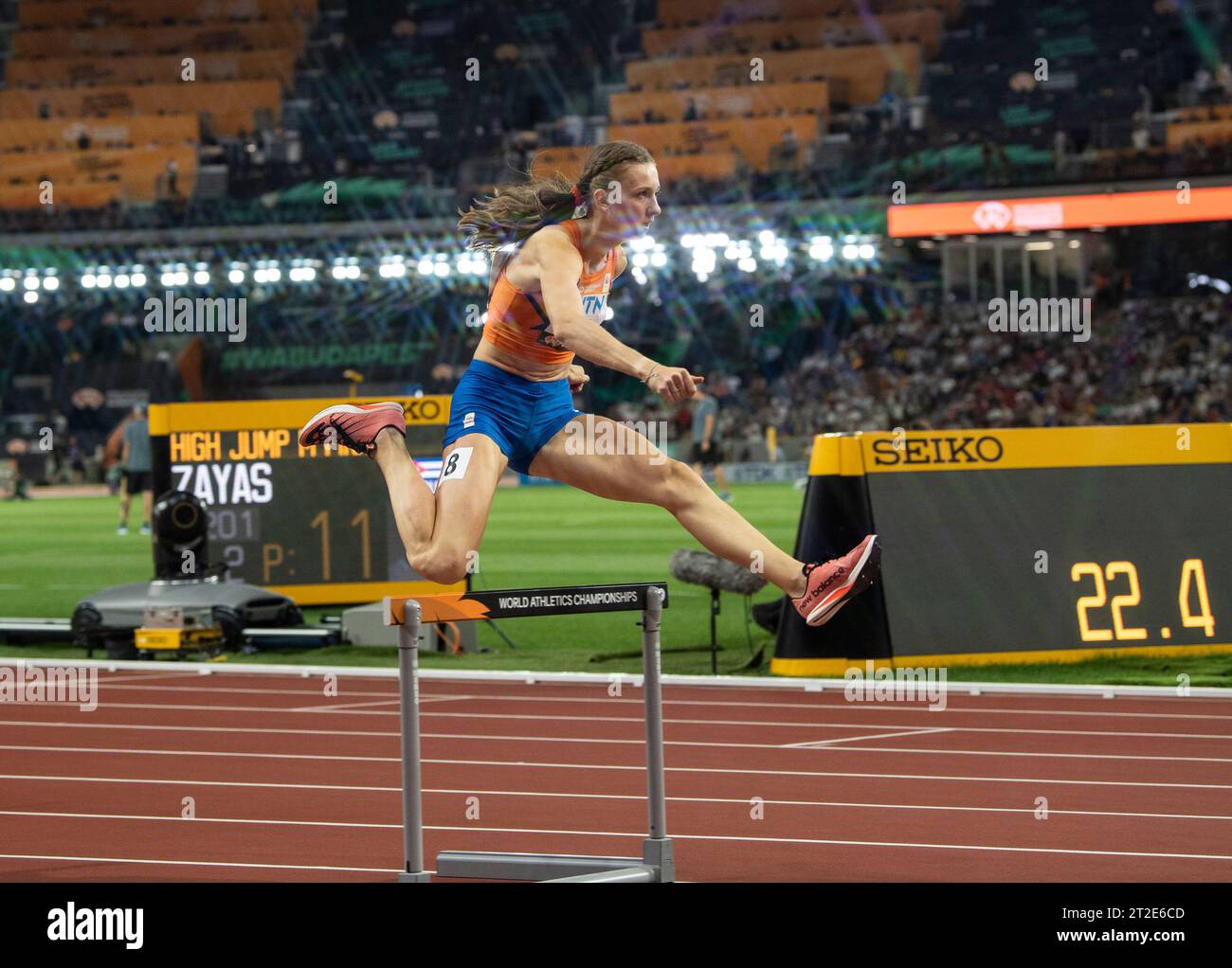 Femke Bol of the Netherlands competing in the women’s 400m hurdle heat ...