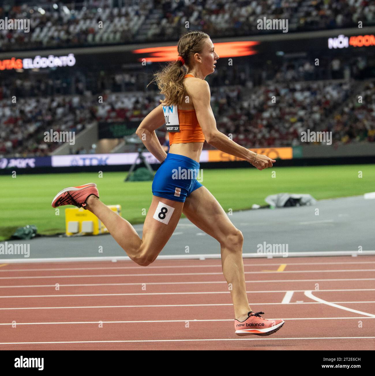 Femke Bol of the Netherlands competing in the women’s 400m hurdle heat ...