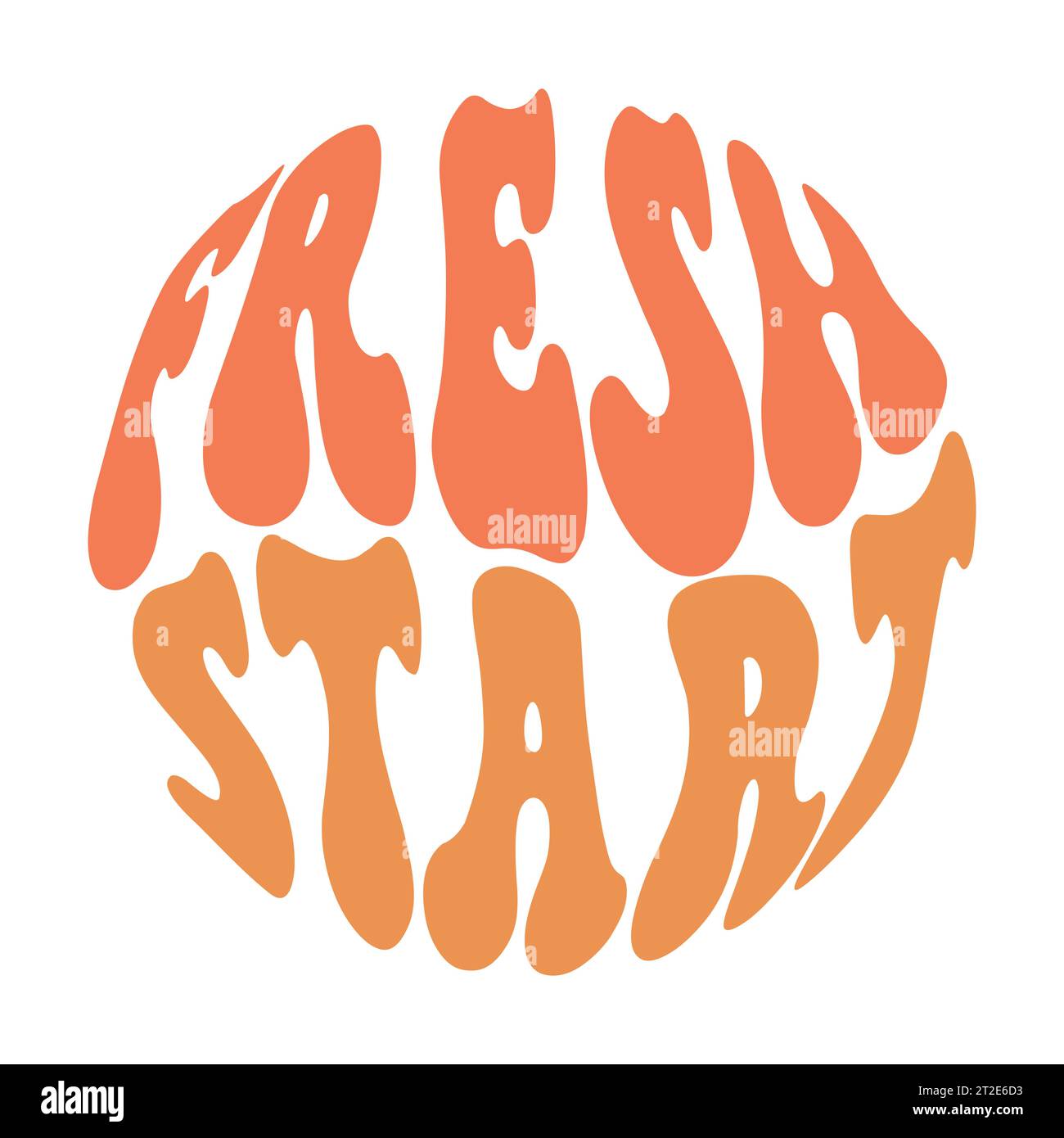 Fresh start lettering quote in retro style. Handwritten short phrase.A ...