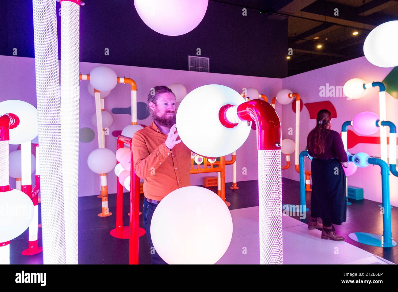 London, UK. 19 October 2023. Staff members interact with The Musical ...