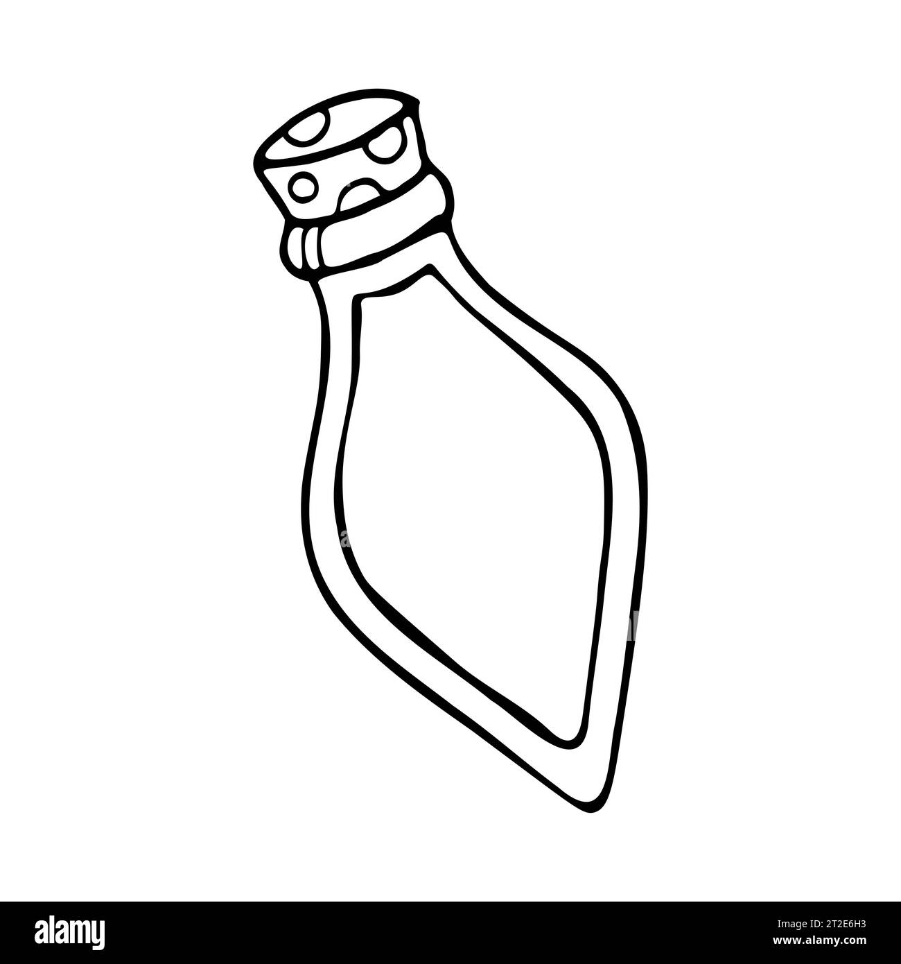 Flask with magic potion. Hand drawn mystical doodle design element ...