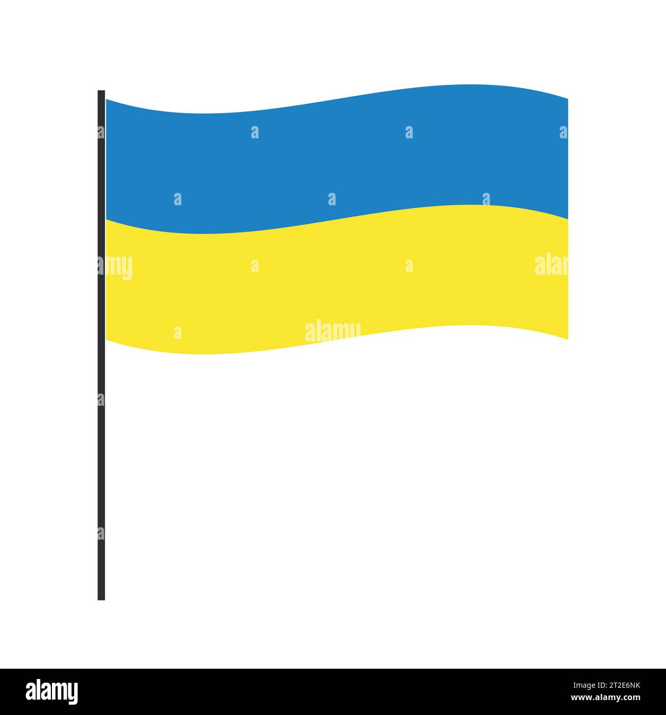 Flag of Ukraine on a pole.Ukrainian vector flag template.Isolated on a ...
