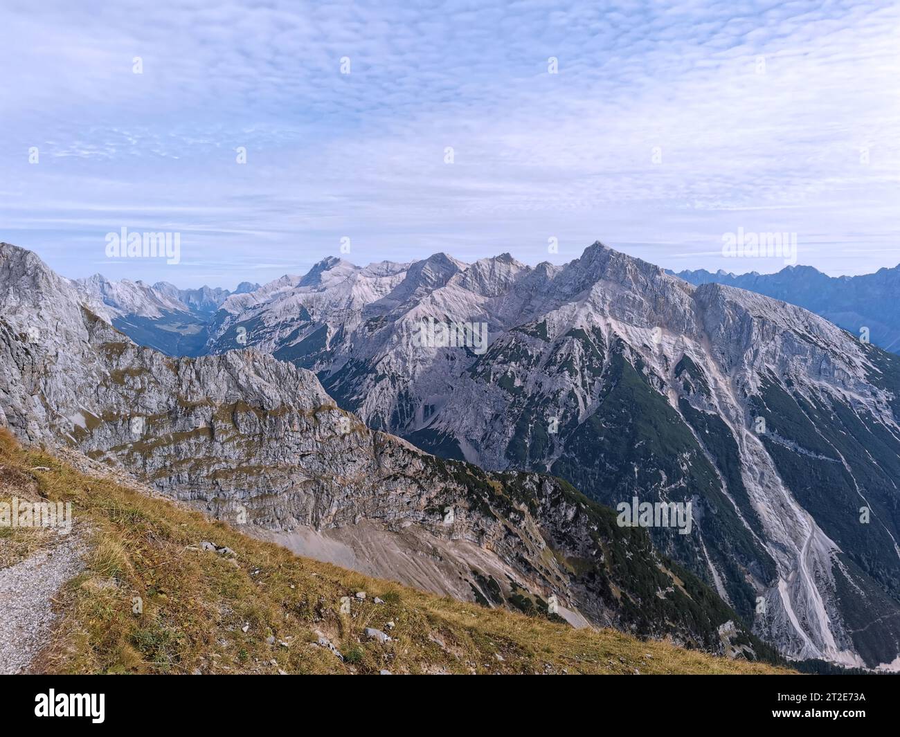 Beautiful panorama with Alps. European mountain range. German side not ...