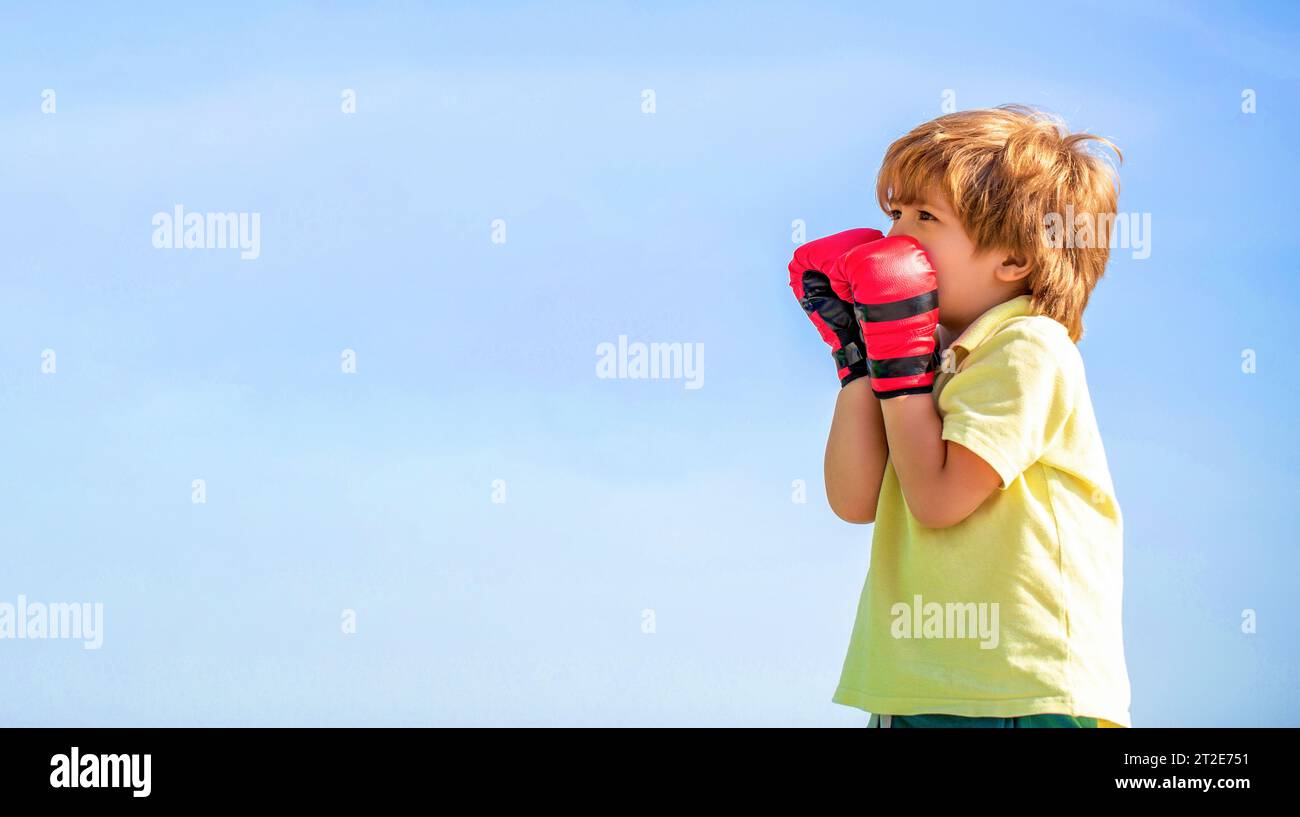 Children boxing. Little boy sportsman at boxing training. Sports man ...
