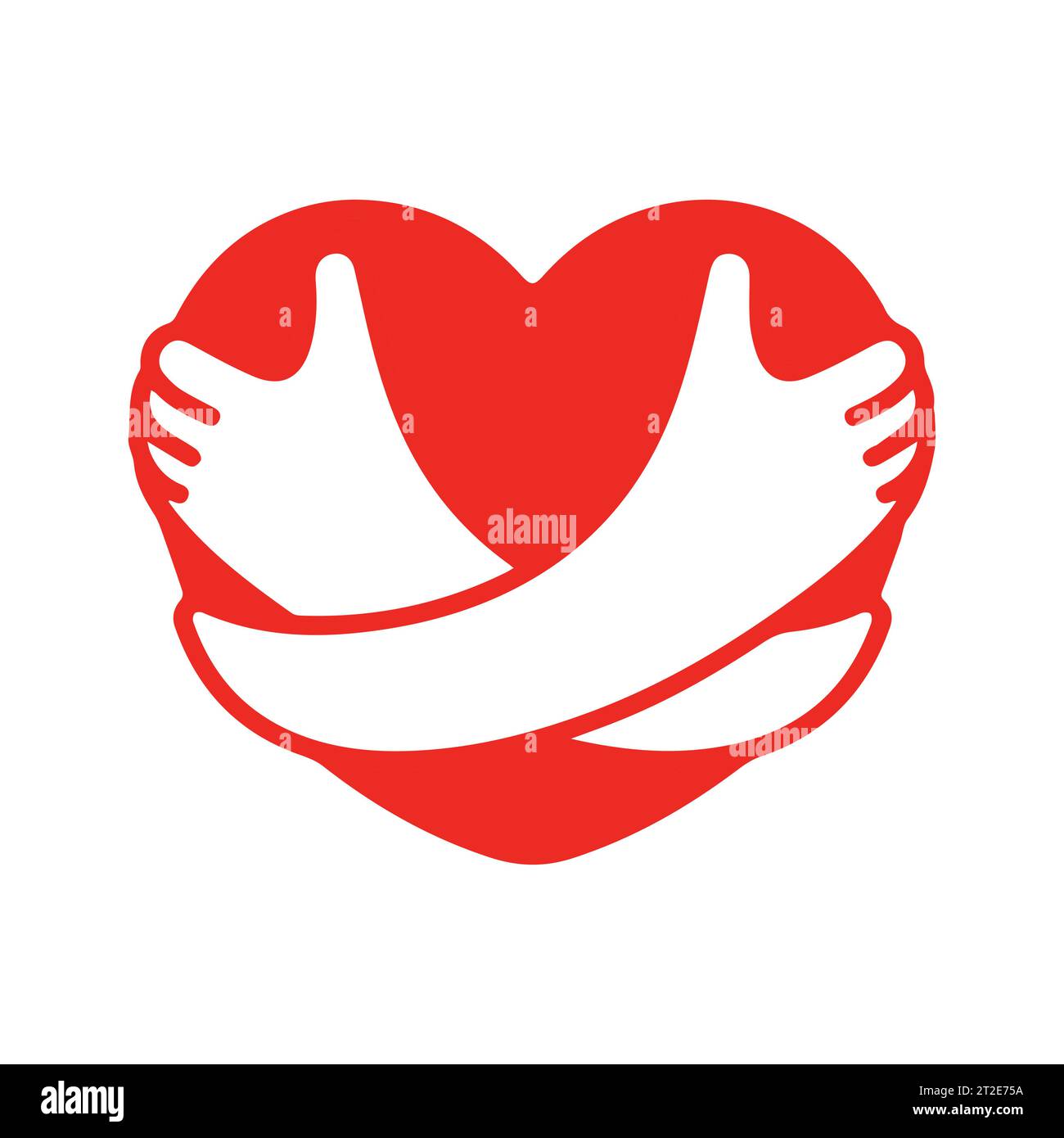 Hugging heart symbol. Hug yourself logo. Love yourself vector flat ...