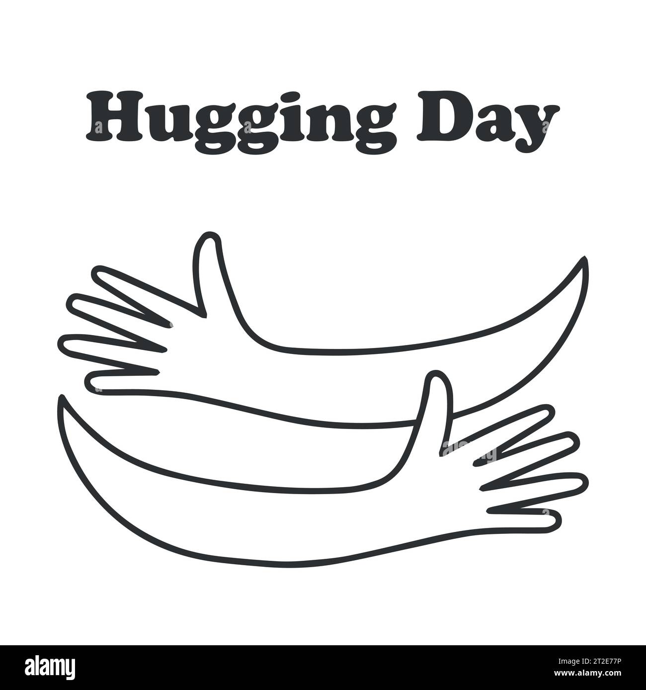 Hands hugged over white vector illustration. Hug yourself logo. Love ...