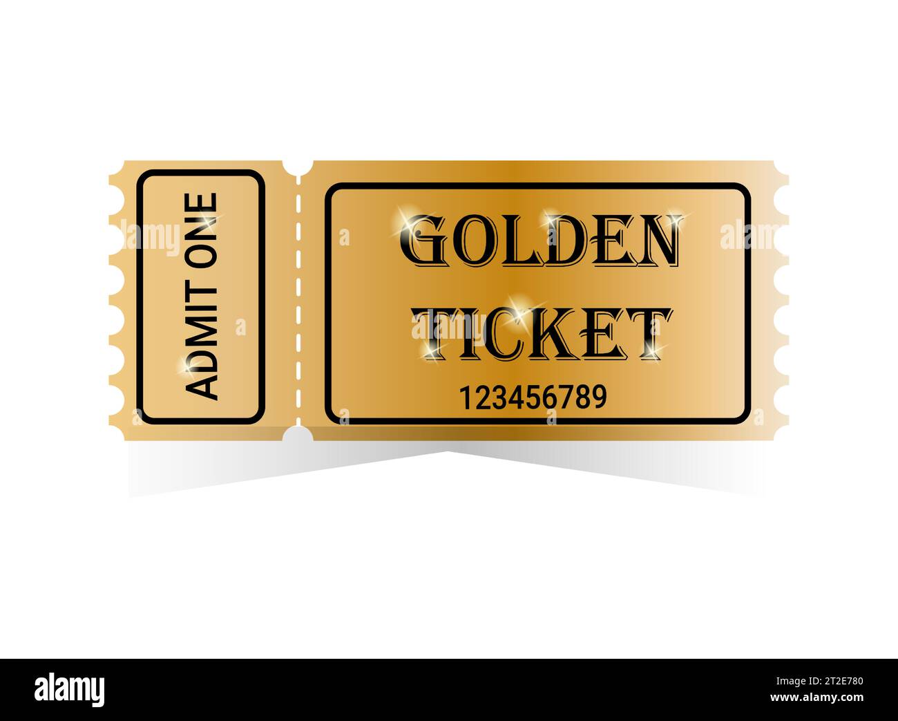 Golden ticket isolated on white background. Useful for any festival ...
