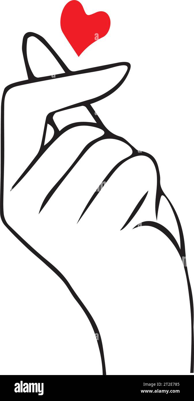 Korean symbol hand heart, a message of love hand gesture. The hand ...