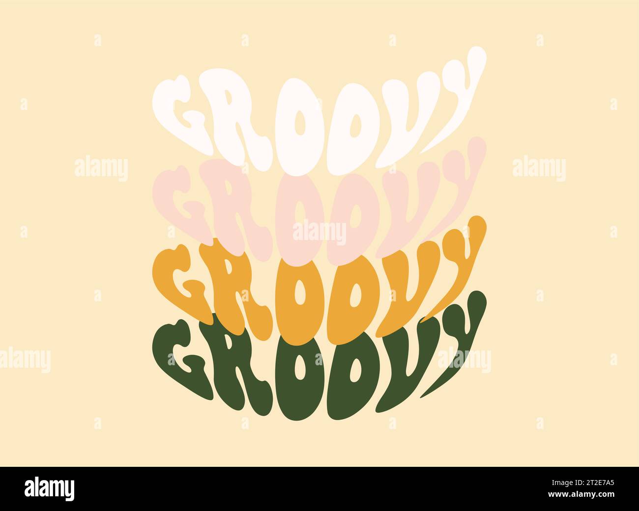 70s style groovy poster illustration. Handwritten retro hippie poster ...