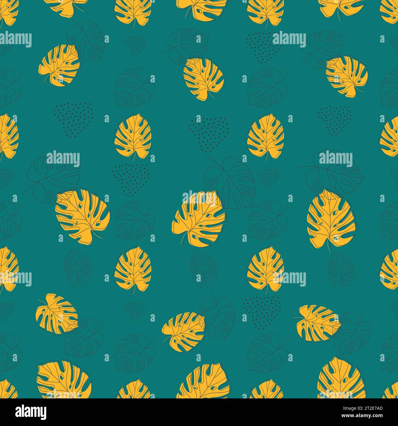 Minimal botanical art seamless pattern. Tropical monstera leaves ...