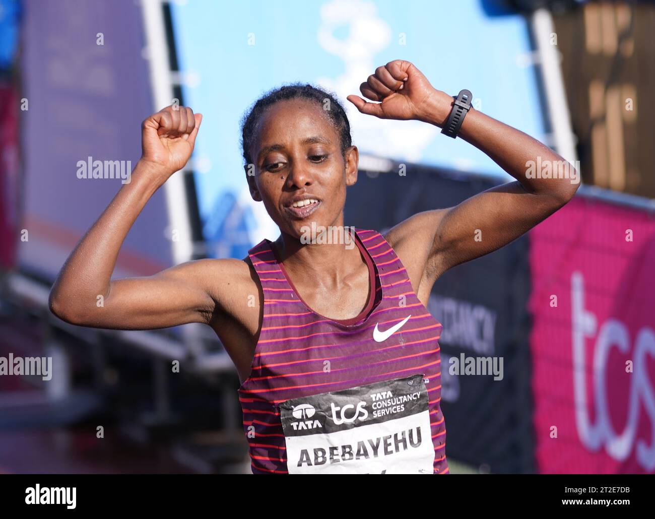 Meseret Abebayehu (ETH) silver medal at womens during TCS Amsterdam Marathon 2023 on October 15 ...