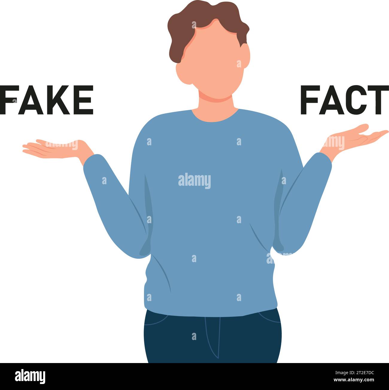 Man shrugging with a curious expression and trying to choose between ...