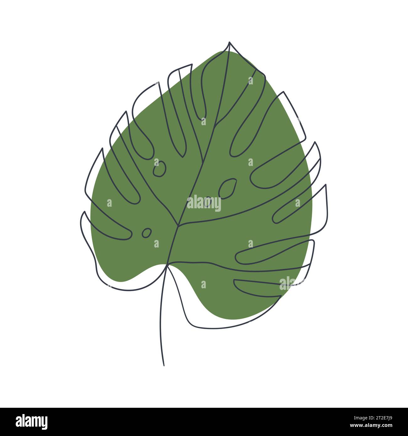 Monstera leaf line art. Contour drawing. abstract tropical leaf ...