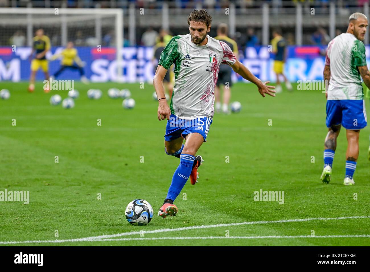 Italyâ€™s Manuel Locatelli portrait during warm up during UEFA Euro ...