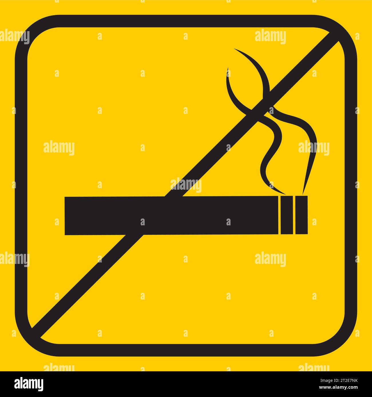 No smoking cigarette line icon on yellow background. Smoking forbidden ...