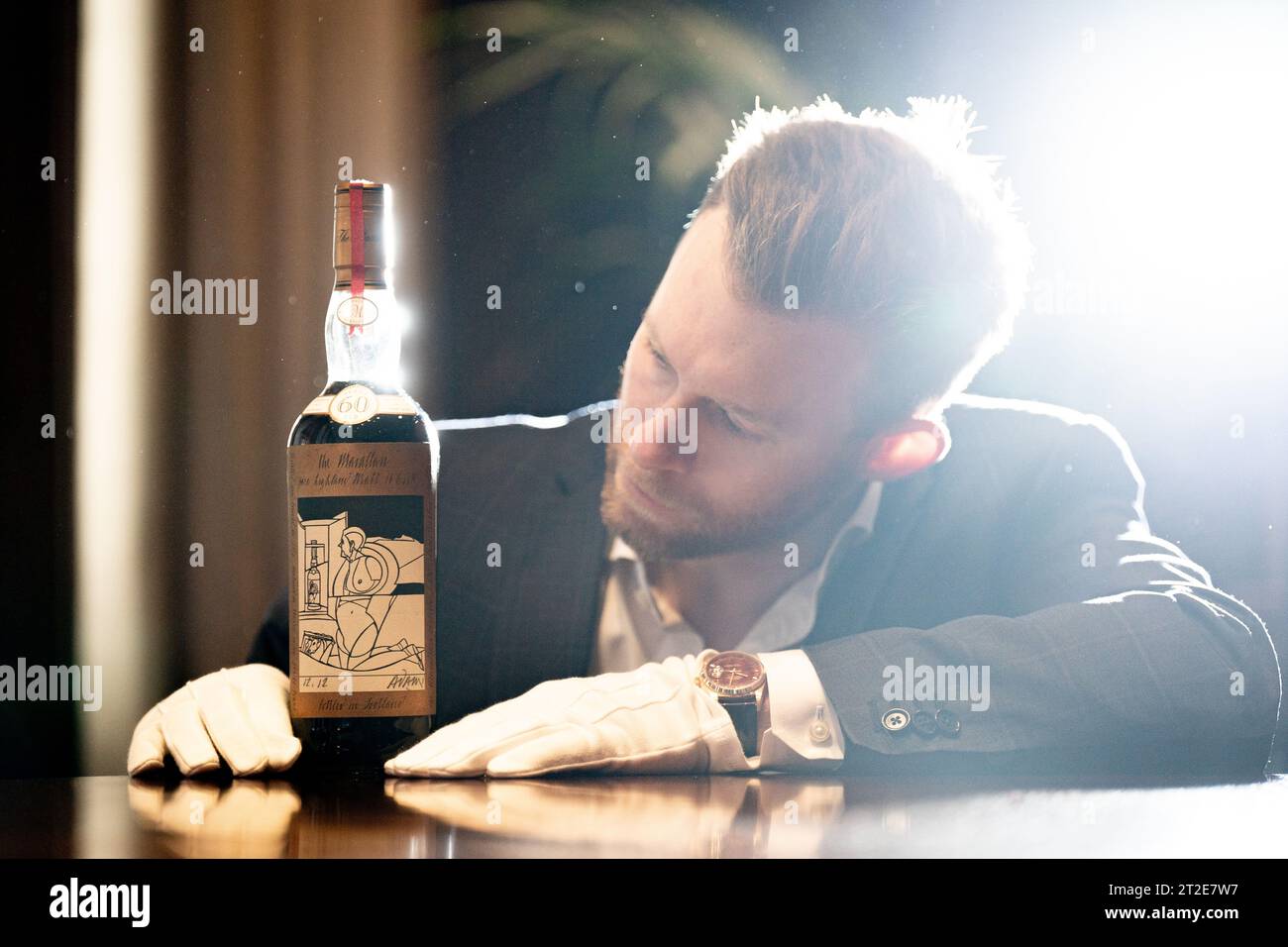 A bottle of Macallan Adami 1926 is observed during a photocall - the ...