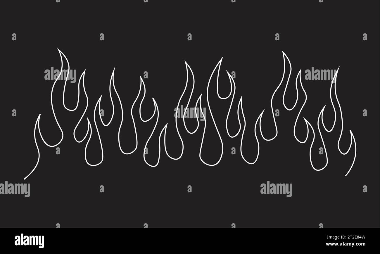 Minimalist silhouette of flame. One line drawing. Design template ...