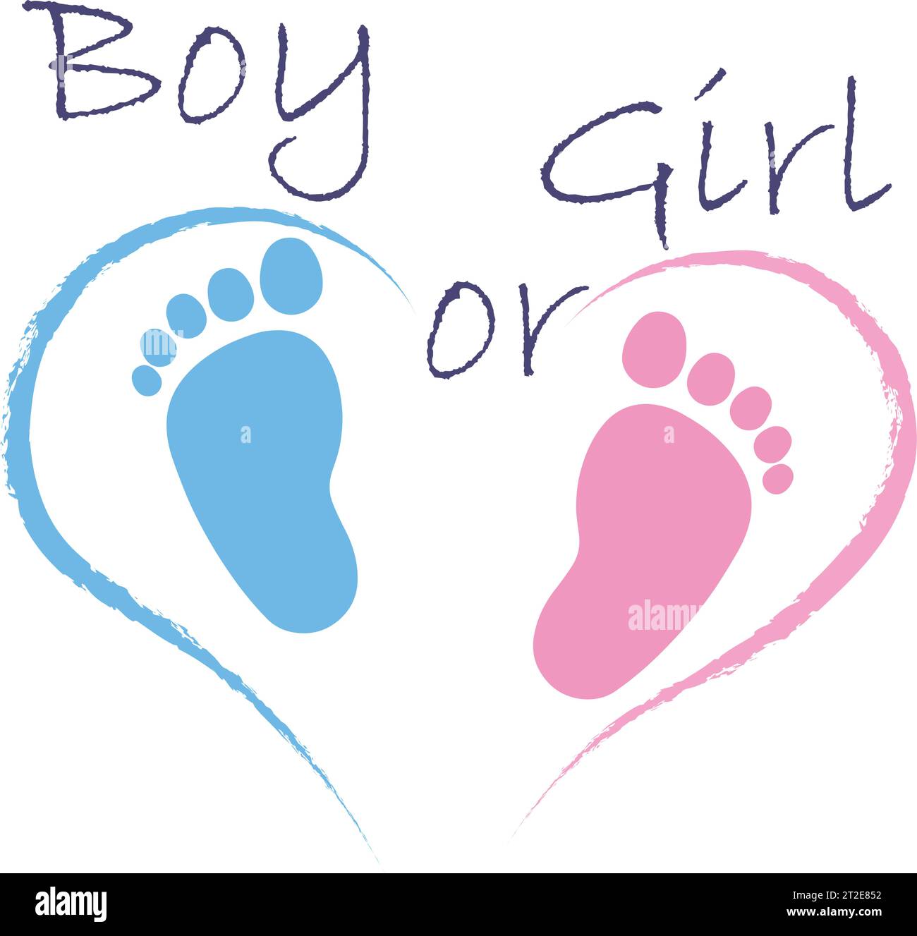 Pink and Blue Gender Reveal Invitation with Baby Footprint. Girl or Boy ...