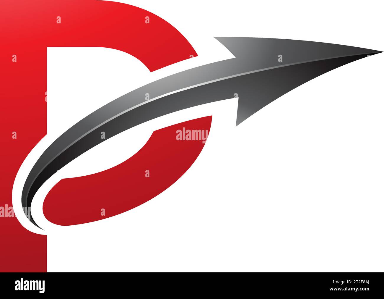 Red and Black Uppercase Letter P Icon with a Glossy Arrow on a White ...