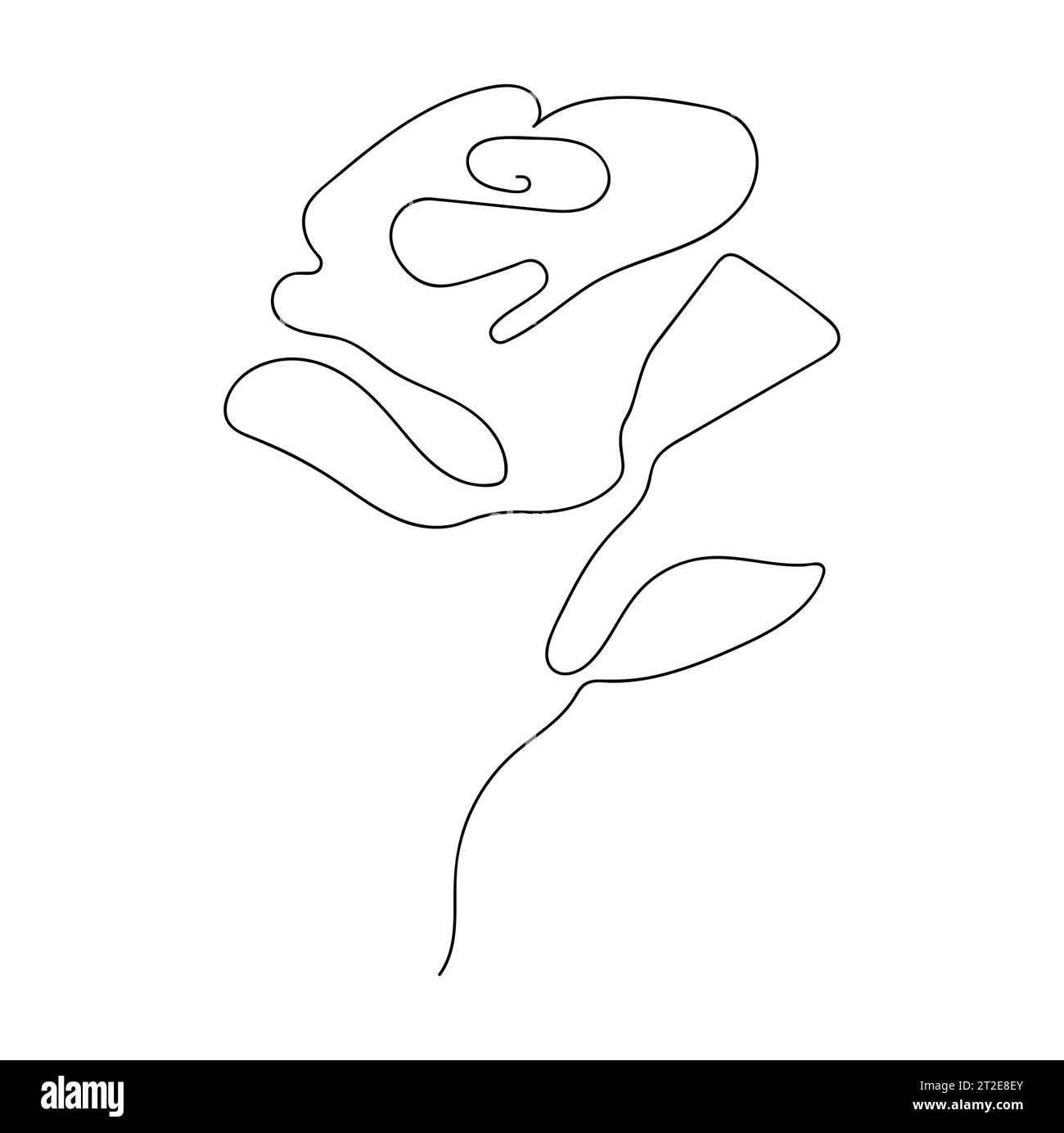 One line rose design.Hand drawn minimalism style vector illustration ...
