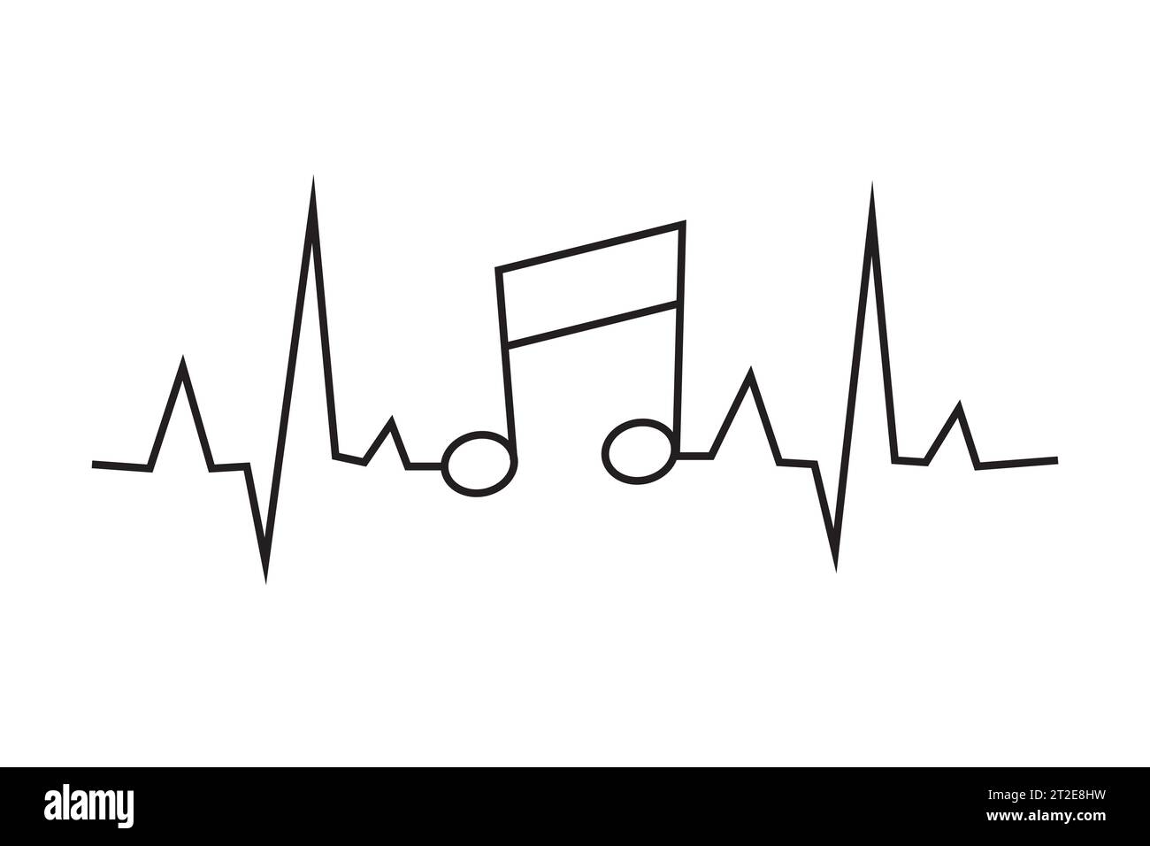 Musical notes on white background.Musical concept.Continuous line ...