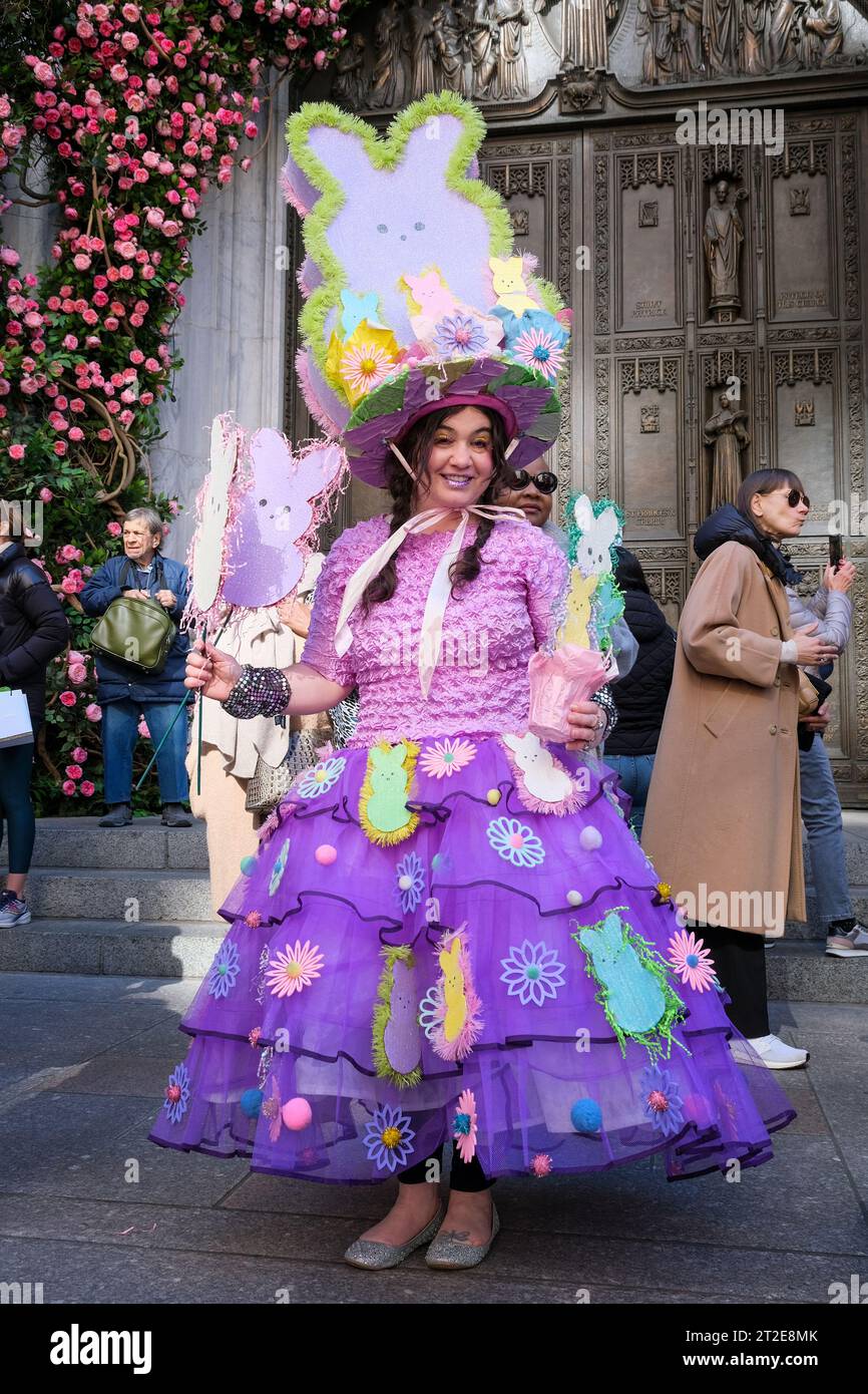 New York, USA - April 9, 2023: New Yorkers in wonderful costumes at the ...