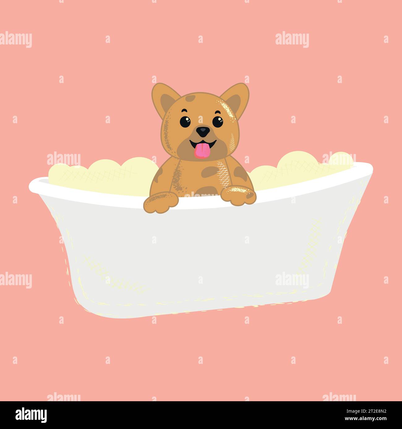 The dog is bathing in the bathtub. Beauty salon for pets. Cute corgi ...