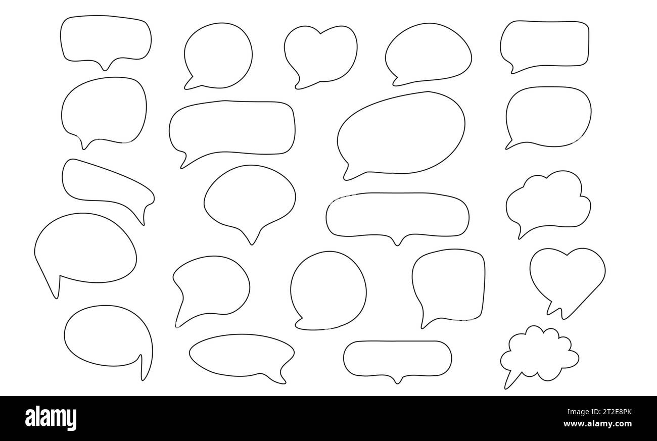 Set Of Speak Bubble Text Chatting Box Message Box Design Balloon Doodle Style Of Thinking