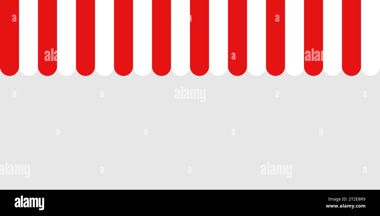 Red and white striped shop awning. Seamless vector illustration pattern ...