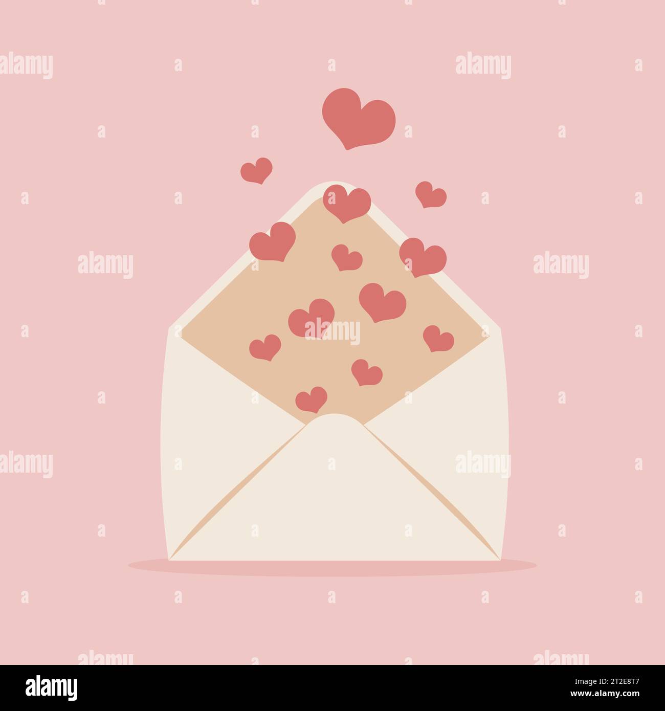 Open envelope with hearts. Lovely message, romantic declaration.Cute ...