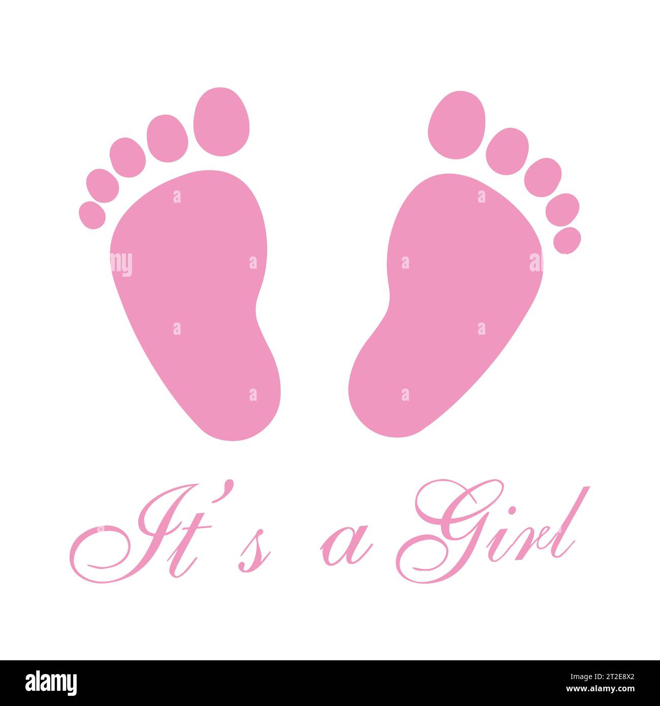 Pink Baby Shower Invite Greeting card. It's a girl. Baby foot footprint ...