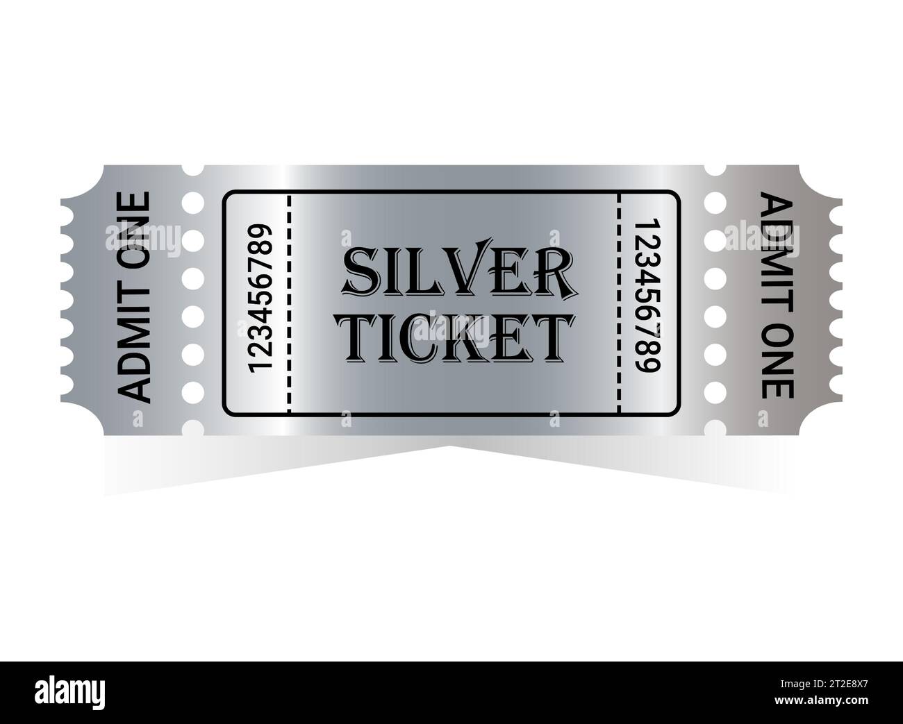 Silver ticket isolated on white background. Useful for any festival ...