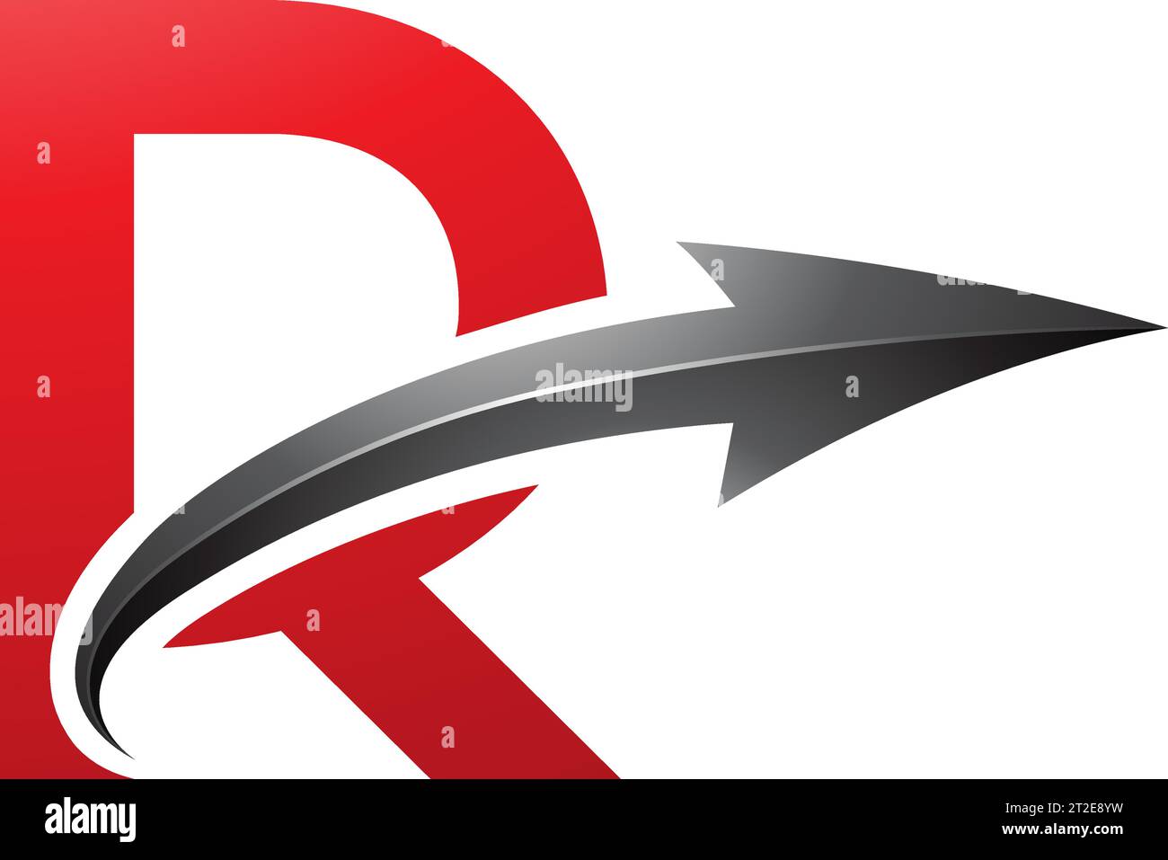 Red and Black Uppercase Letter R Icon with a Glossy Arrow on a White ...