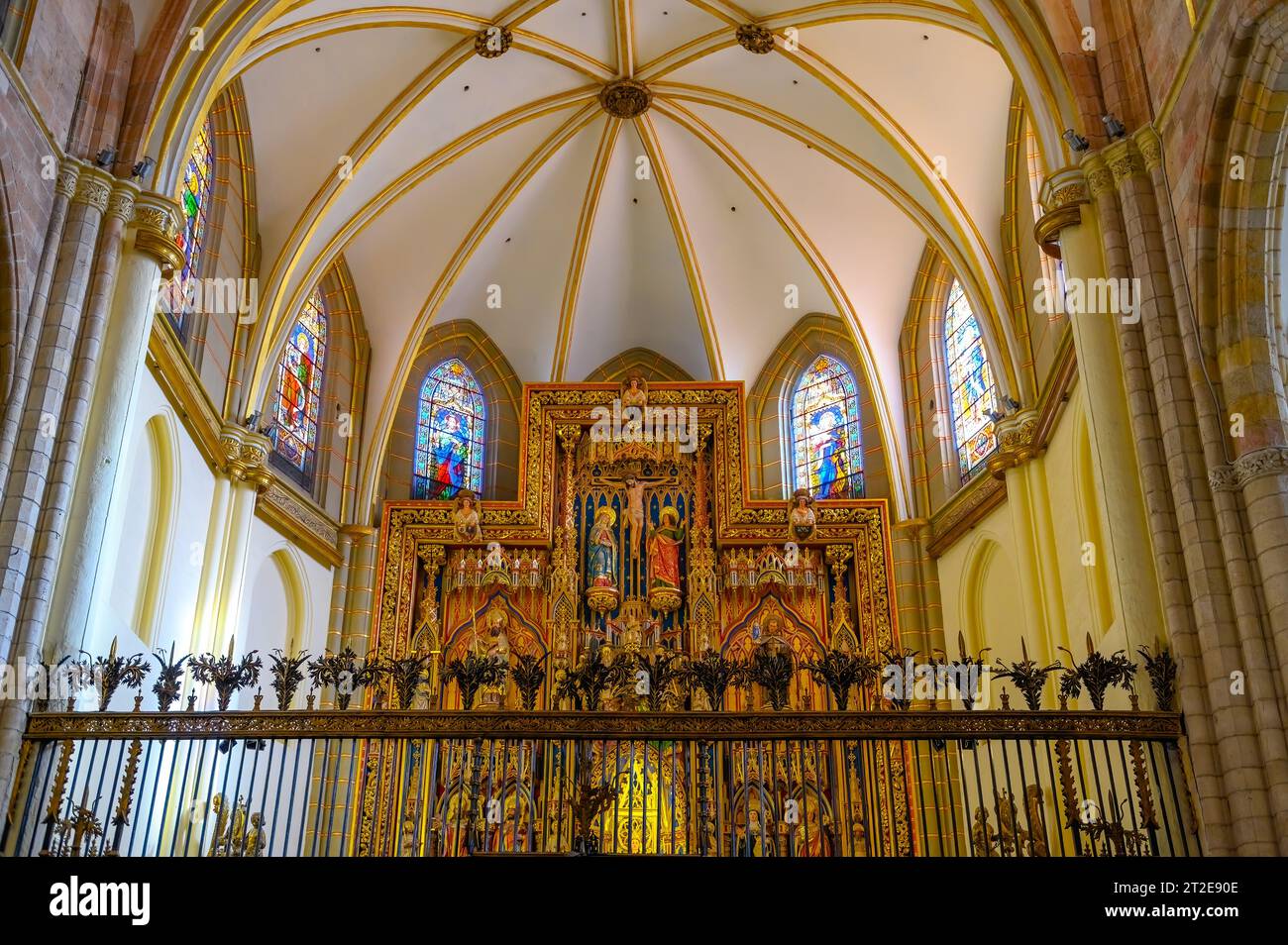 Murcia, Spain, a metalwork fence protects the altar of the Catholic ...