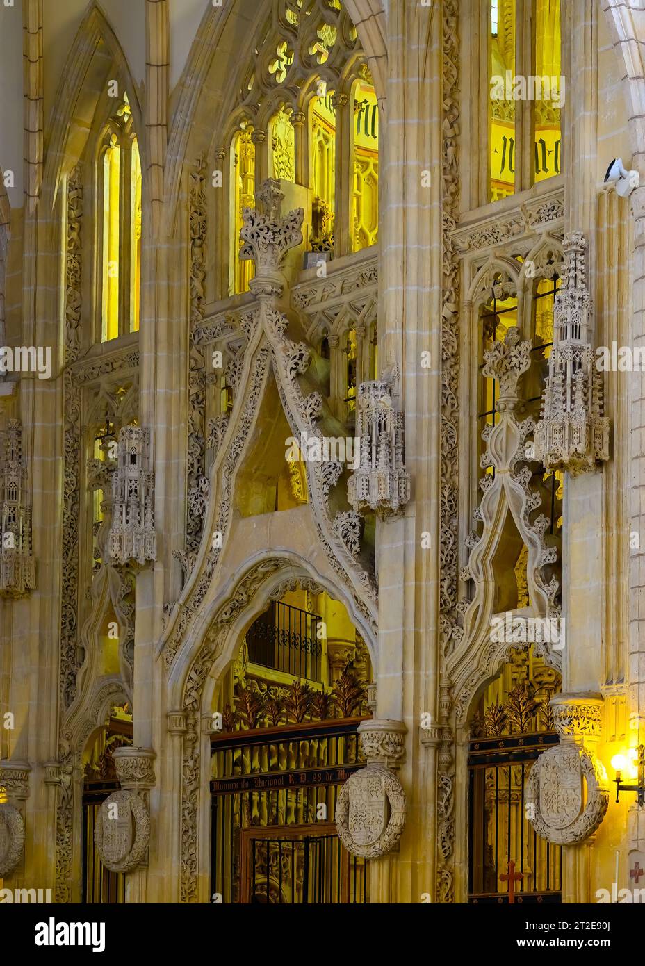 Murcia, Spain, Intricacy of stone structures indoors the cathedral ...