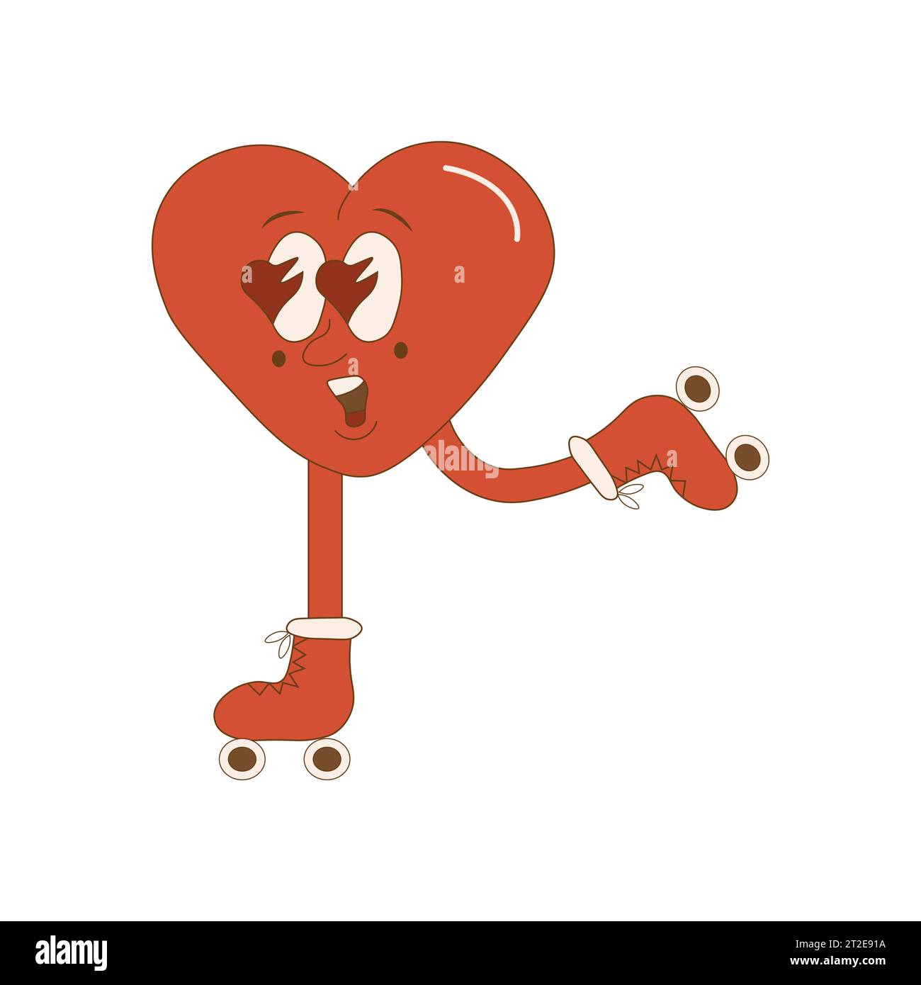 Retro style Valentine's day. Groovy retro heart. Hippie happy heart in ...