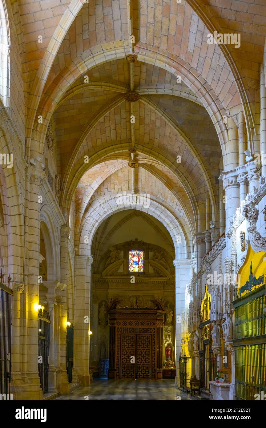 Murcia, Spain, Corridor with stone arches in the ceiling. Stone ...