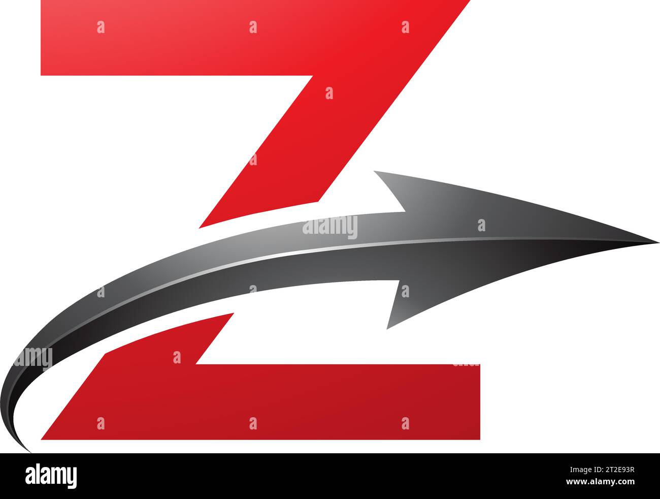 Red and Black Uppercase Letter Z Icon with a Glossy Arrow on a White ...