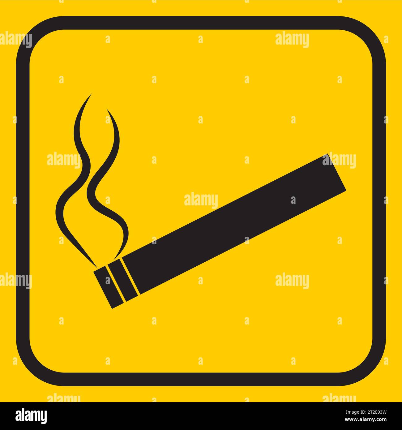 Smoking cigarette line icon on yellow background. Unhealthy, nicotine ...