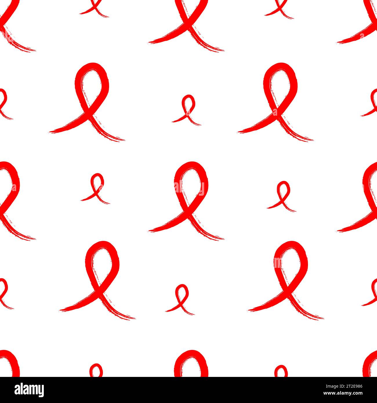 Seamless pattern of Red ribbon, symbol of AIDS HIV in a watercolor style.Medical background ...