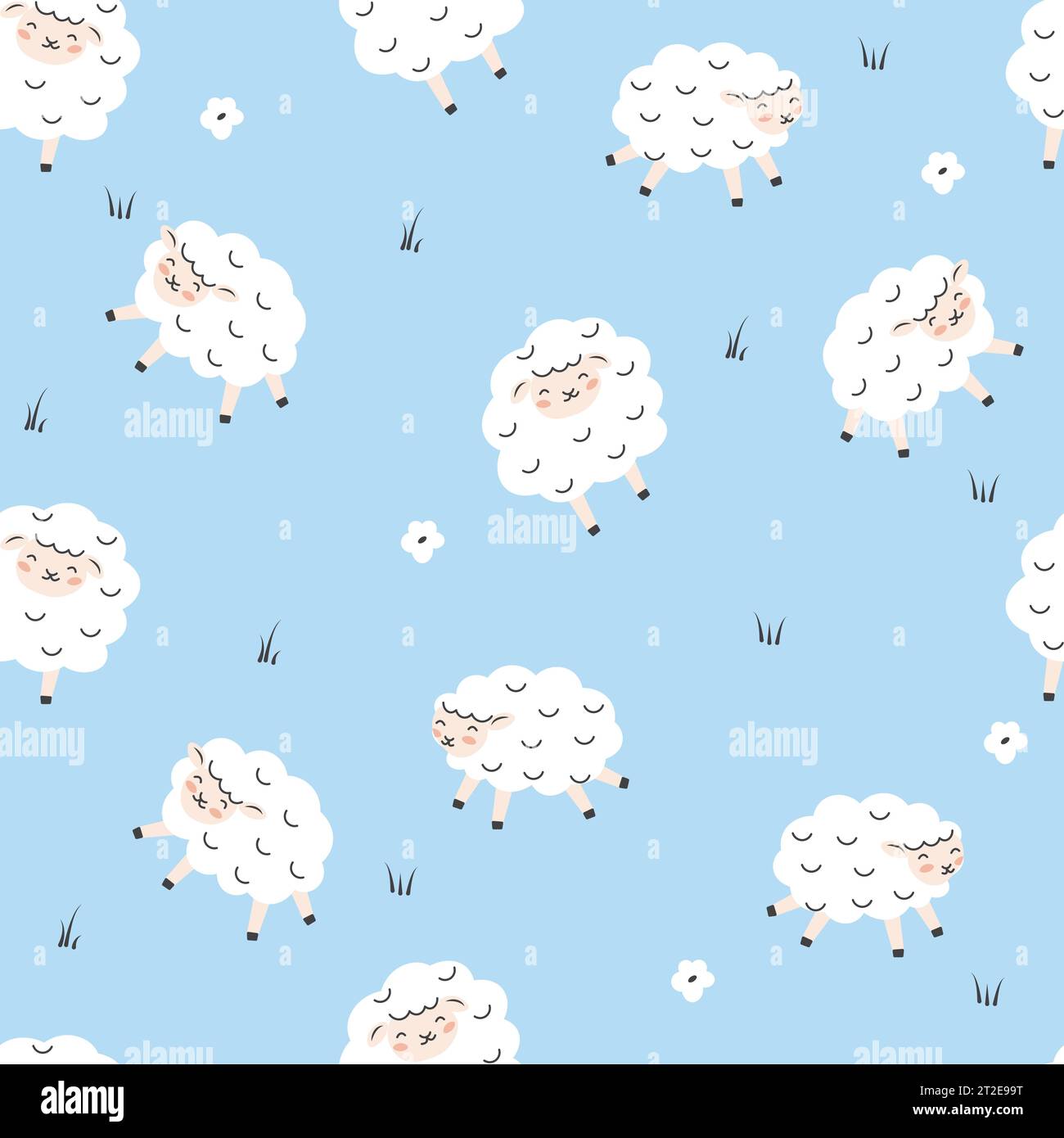 Seamless pattern with cute sleeping sheep. Perfect for kids apparel ...